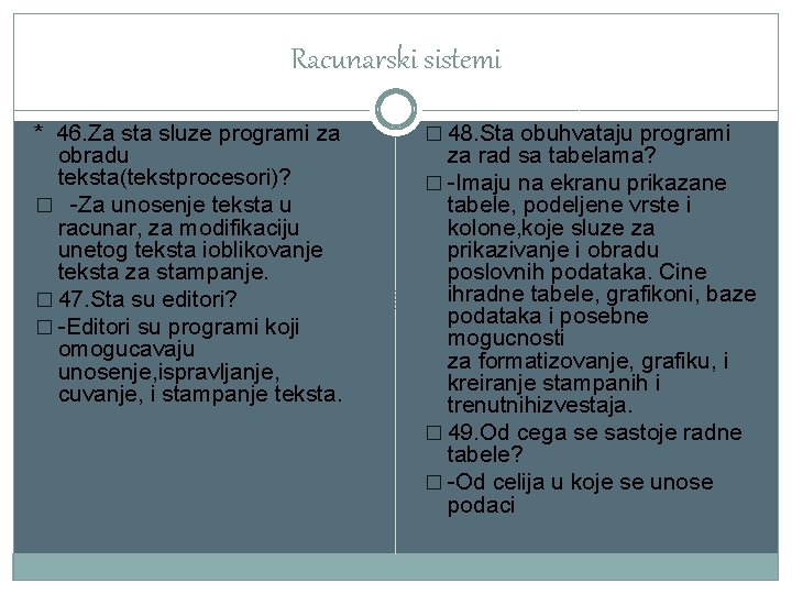 Racunarski sistemi 1 STA SU RACUNARSKI SISTEMI RACUNARSKI