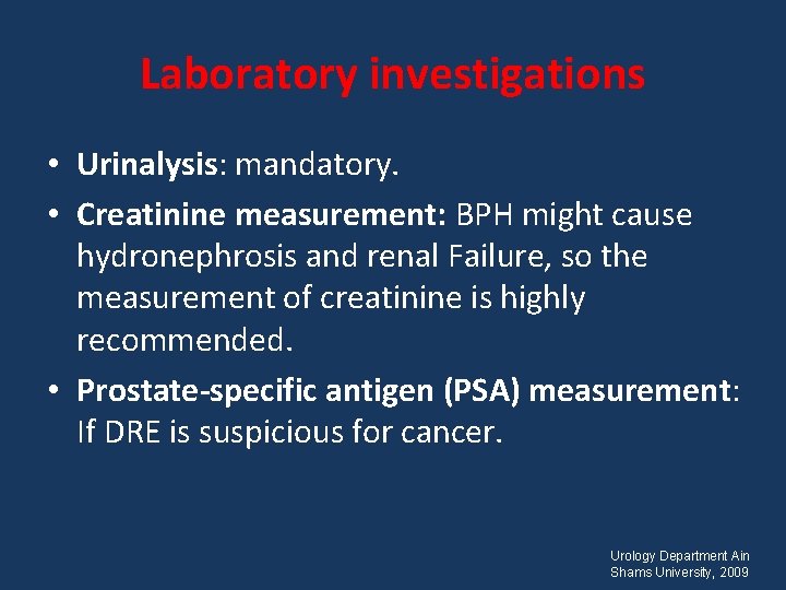Benign Prostatic Hyperplasia BPH Urology Department Ain Shams