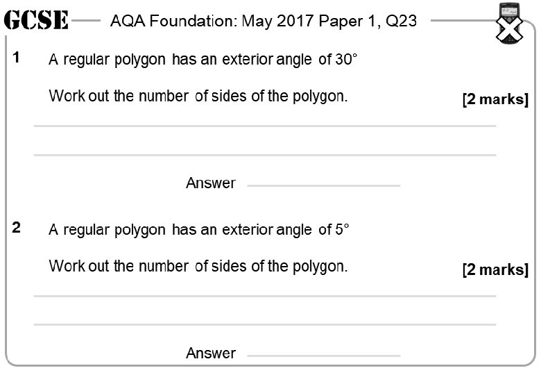 Angles Polygons Mixed Foundation GCSE Questions AQA These