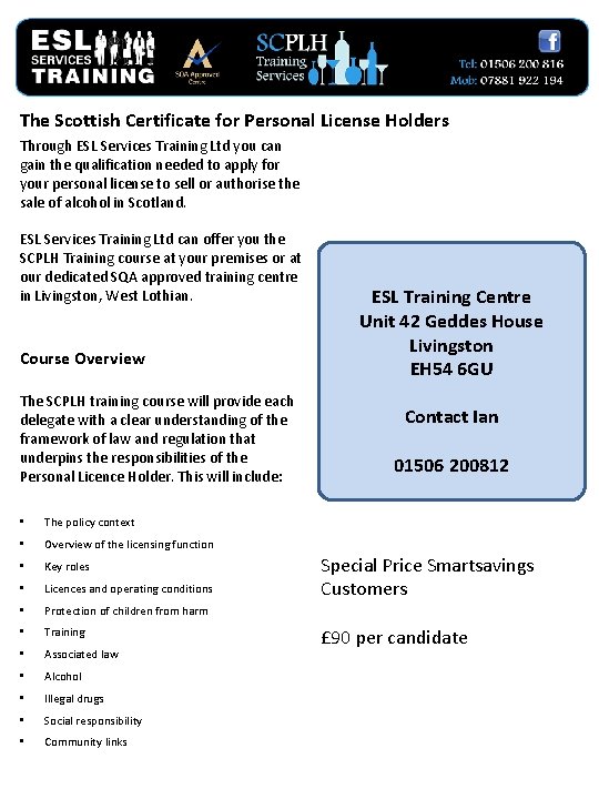 The Scottish Certificate for Personal License Holders Through