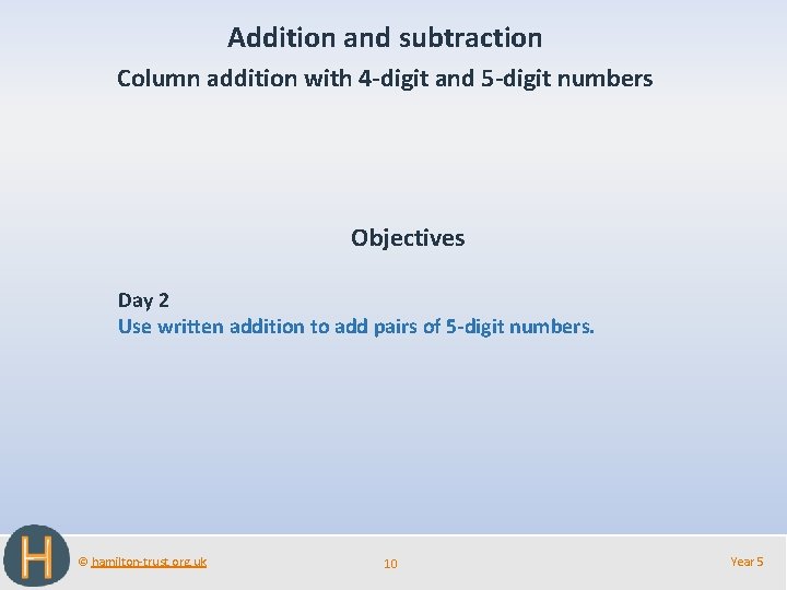 Addition and subtraction Column addition with 4 digit