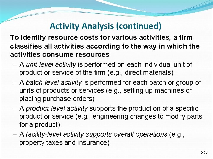 Chapter Five ActivityBased Costing and Customer Profitability Analysis