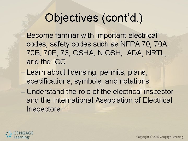 Chapter One General Information for Electrical Installations Objectives