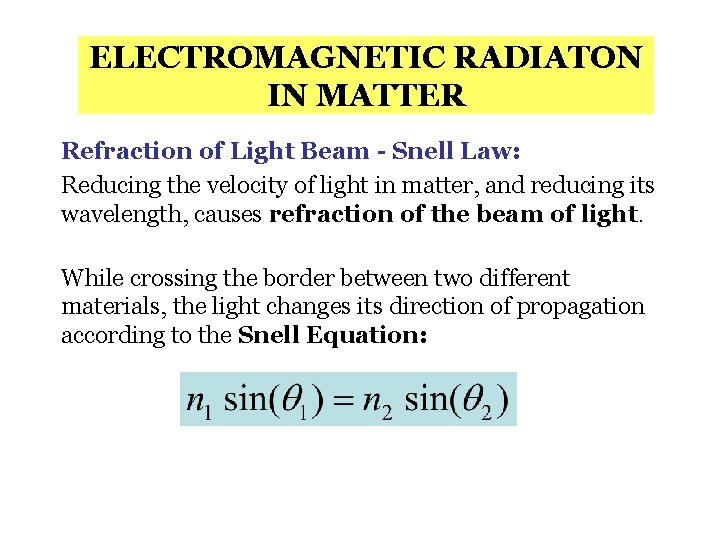 THINGS YOU NEED TO KNOW REVISION ELECTROMAGNETIC WAVES