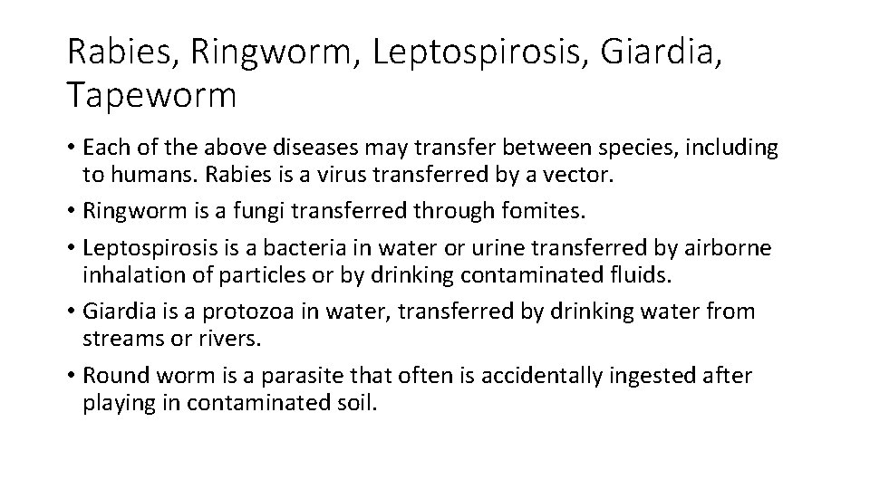 Zoonotic diseases and transmission Honors Project 2020 Sarah