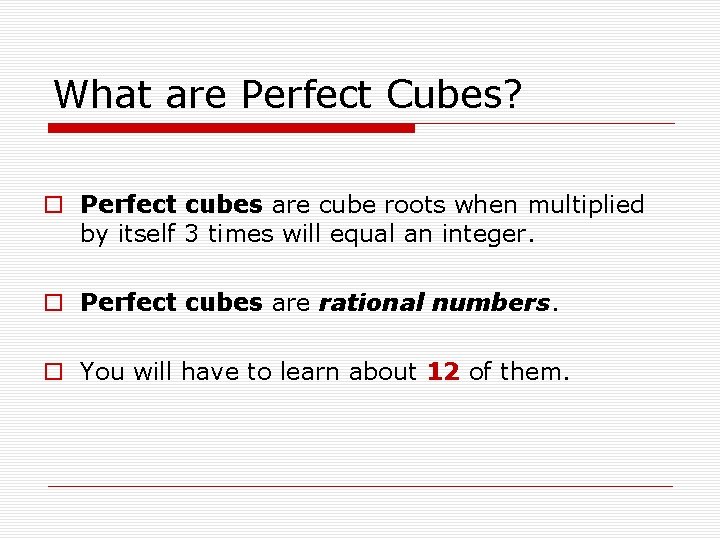 Number Sense Cube Roots Presented by Mr Laws