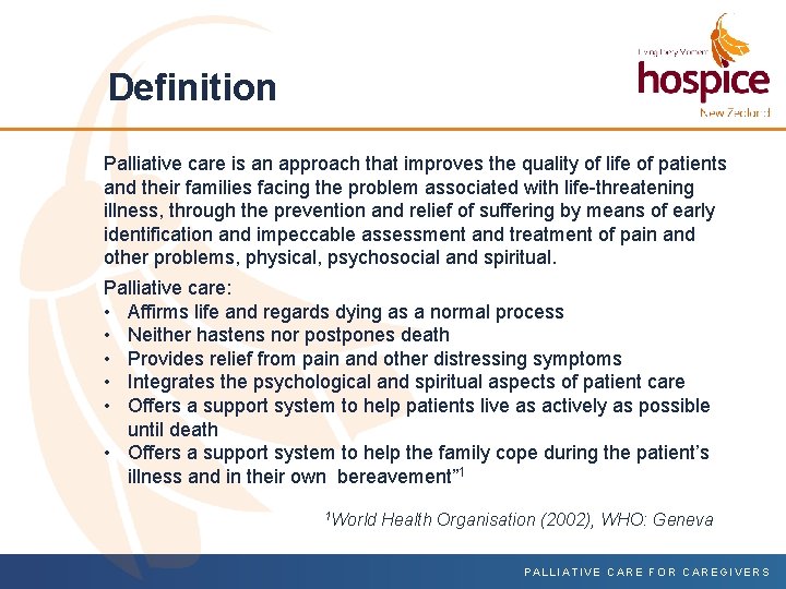 Introduction to palliative care Palliative Care for Caregivers