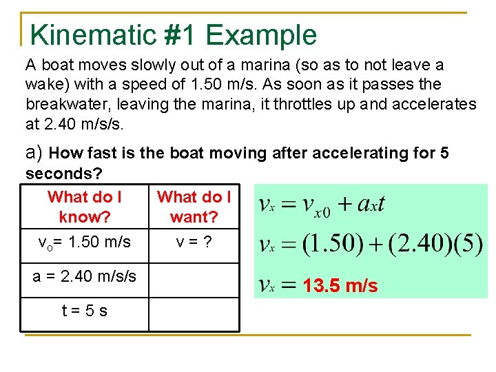 Kinematics AP Physics I Defining the important variables
