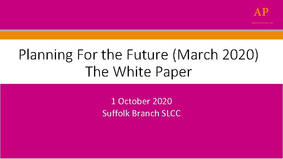 Planning For the Future March 2020 The White