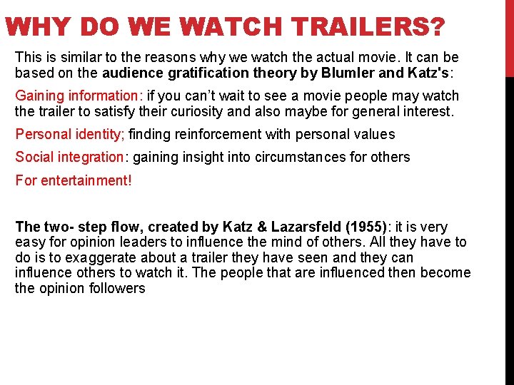 RESEARCH ANALYSIS ANALYSING TRAILERS WHAT ARE TRAILERS Definition