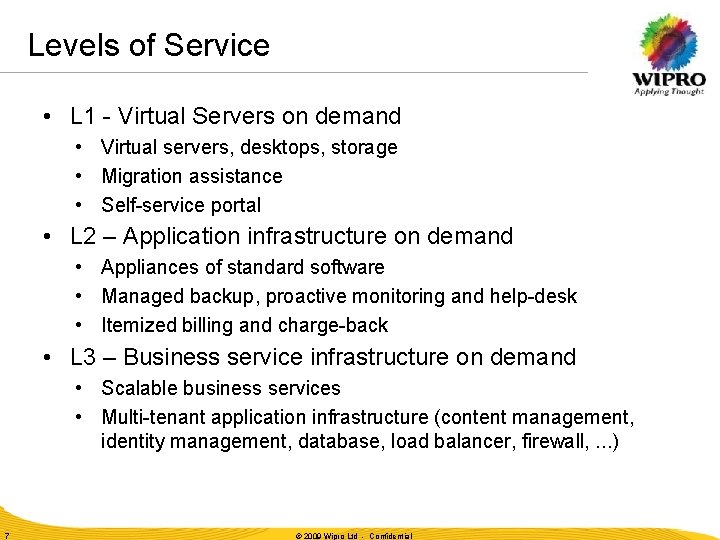 Private Cloud at Wipro Cloud computing based on