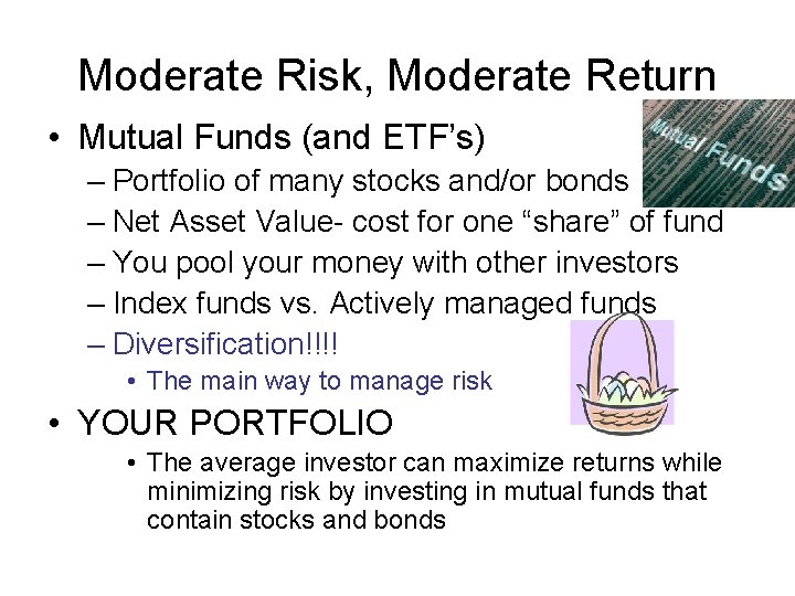 Savings and Investment Options Stocks Bonds Mutual Funds