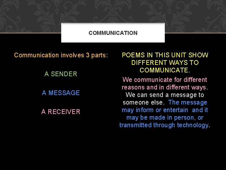 POETRY Unit 4 I WHAT IS THE BEST