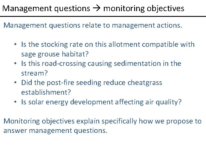 Developing Monitoring Questions Management questions monitoring ...