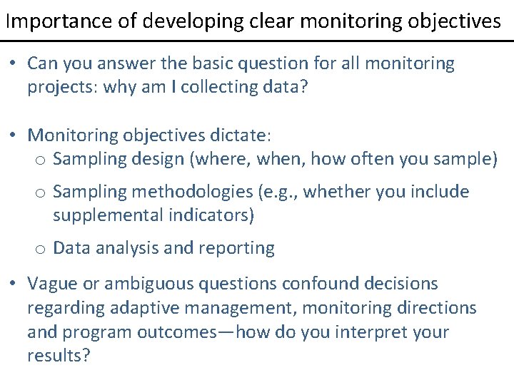 Developing Monitoring Questions Management questions monitoring ...