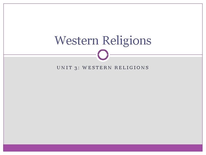 Western Religions UNIT 3 WESTERN RELIGIONS ThinkPairShare At