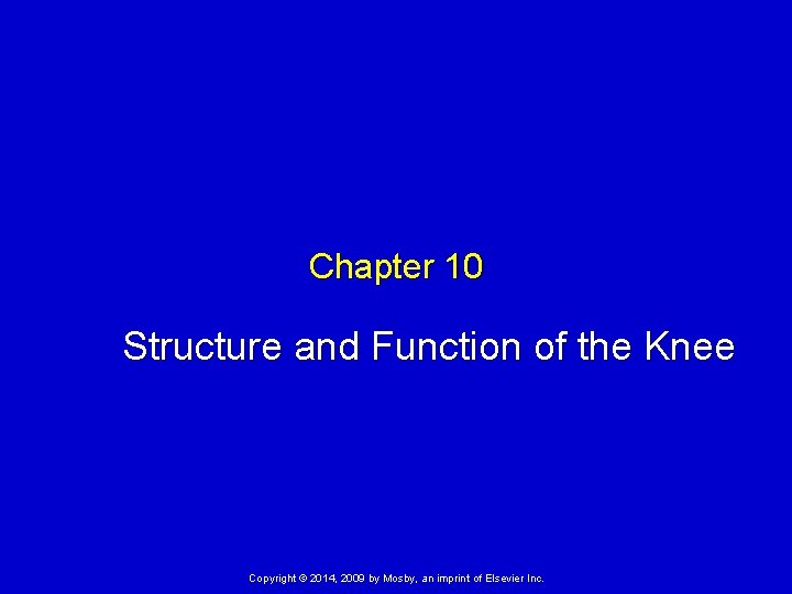 Chapter 10 Structure and Function of the Knee