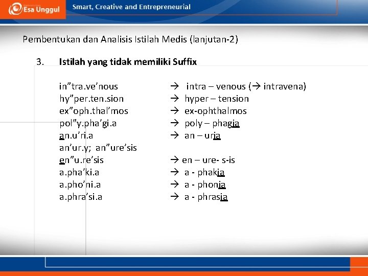 ANALISIS ISTILAH MEDIS Pertemuan 3 b Deasy Rosmala