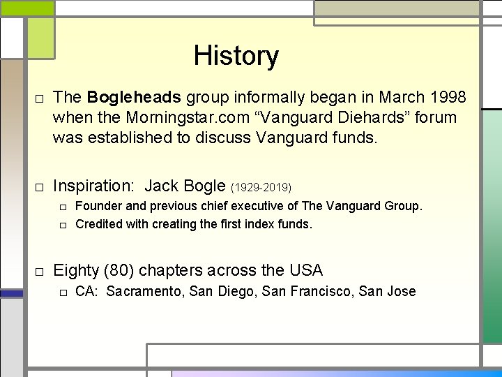 Welcome Guide Bogleheads Mission to raise the level