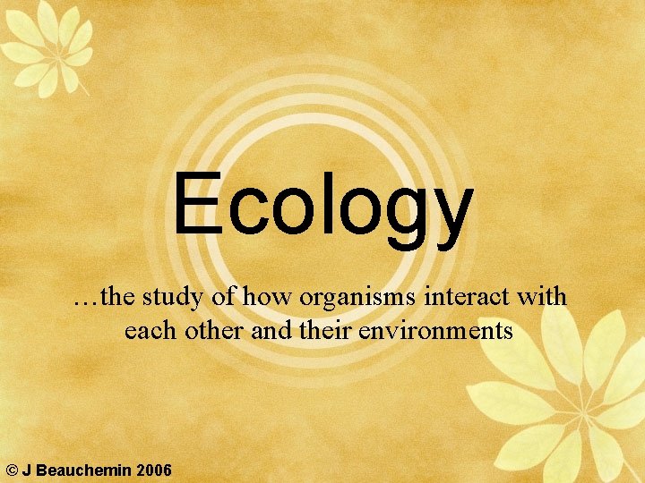 Ecology the study of how organisms interact with