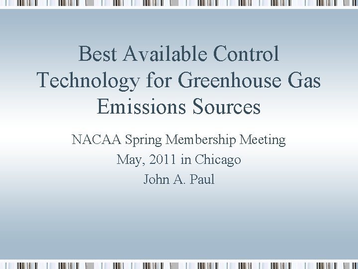 Best Available Control Technology for Greenhouse Gas Emissions