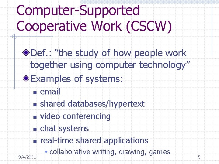 ComputerSupported Collaborative Work CSCW CS 294 2 Fall