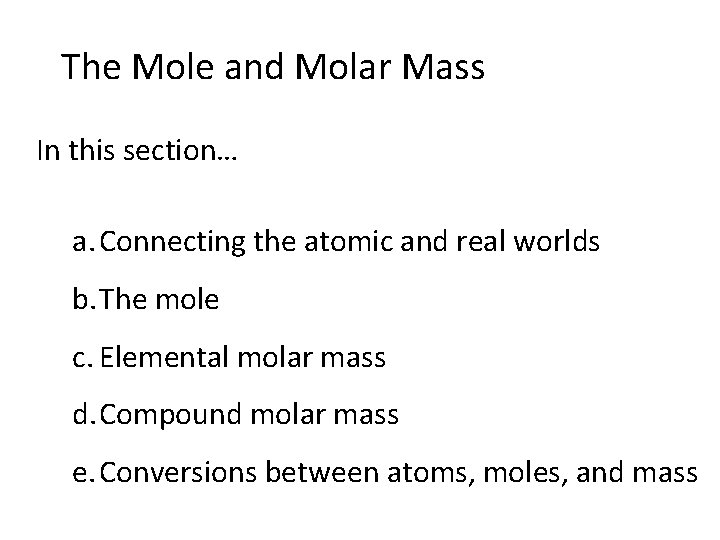 Section 3 1 The Mole and Molar Mass