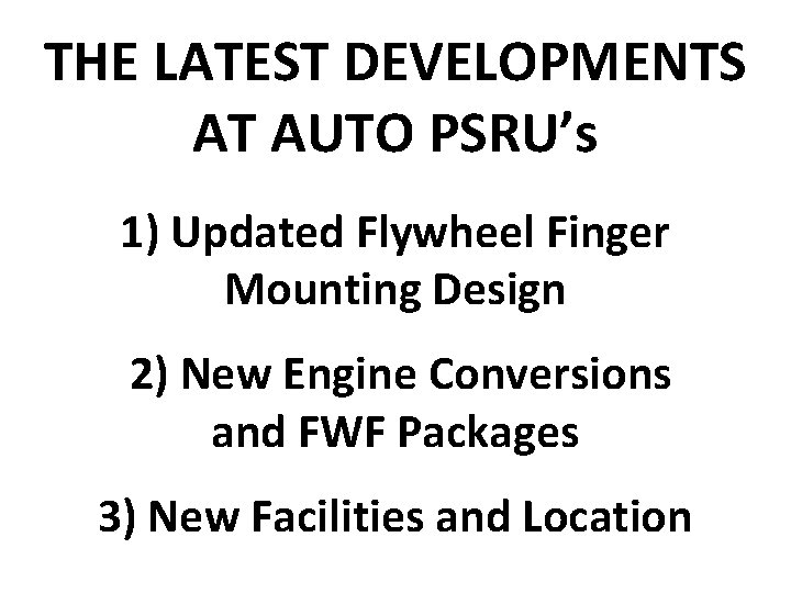 THE LATEST DEVELOPMENTS AT AUTO PSRUs 1 Updated