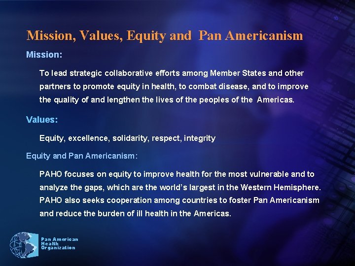 1 PAN AMERICAN HEALTH ORGANIZATION Pan American Sanitary