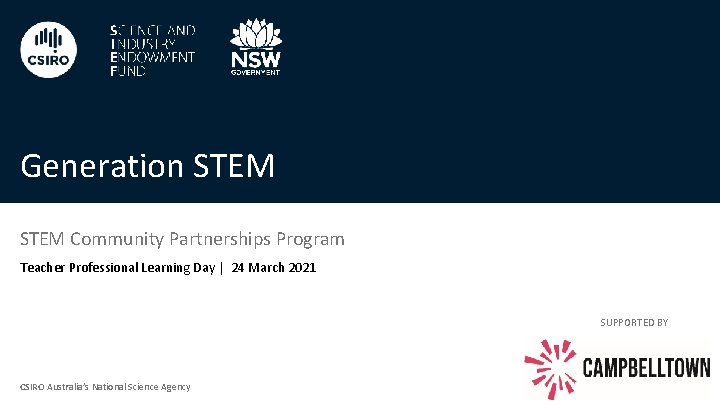 Generation STEM Community Partnerships Program Teacher Professional ...