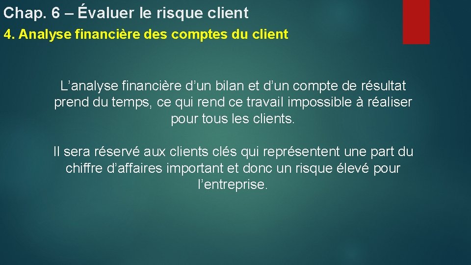 Chap 6 valuer le risque client 4 Analyse