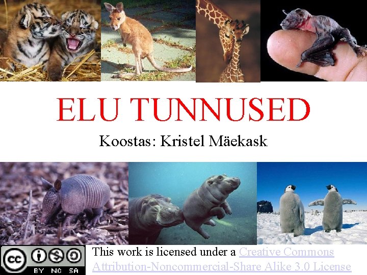 ELU TUNNUSED Koostas Kristel Mekask This work is