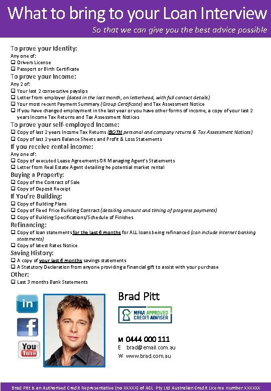 What to bring to your Loan Interview So