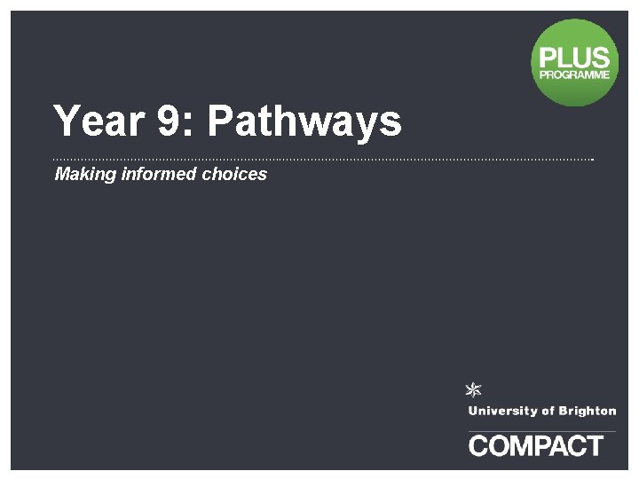 Year 9 Pathways Making informed choices Why is