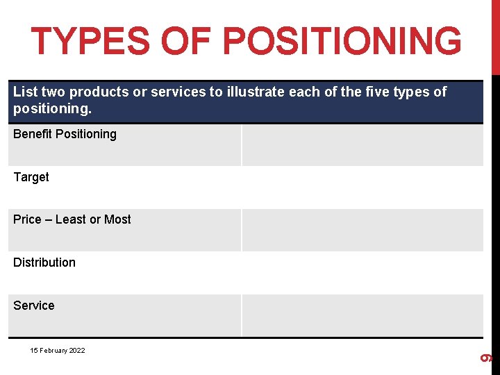 INTRODUCTION PREPARED BY MS DALE 4 9 TYPES