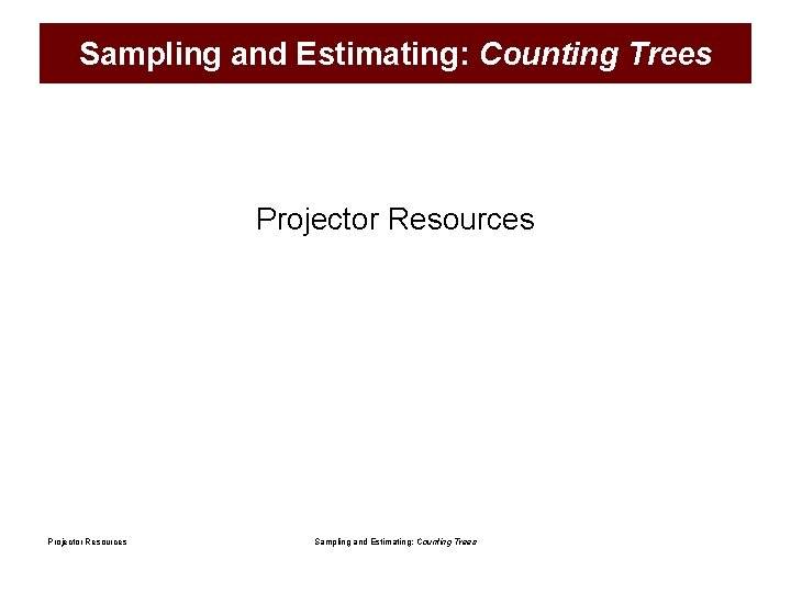Sampling and Estimating Counting Trees Projector Resources Sampling