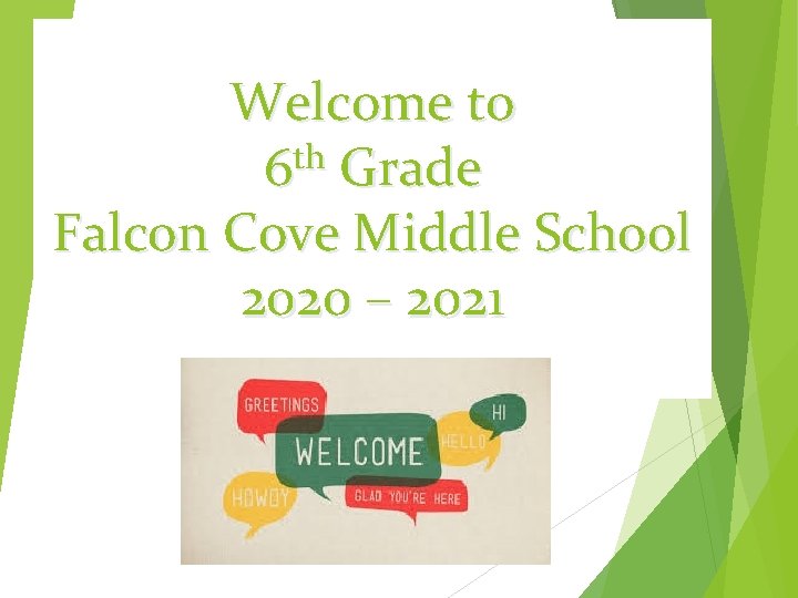 Welcome to 6 th Grade Falcon Cove Middle