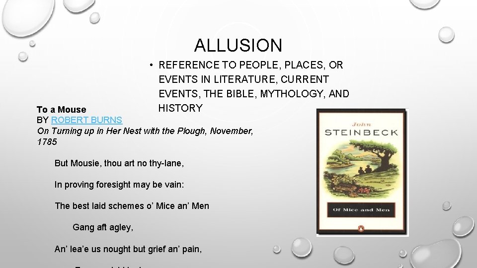 KEY LITERARY ELEMENTS POINT OF VIEW CHARACTERIZATION SYMBOLISM