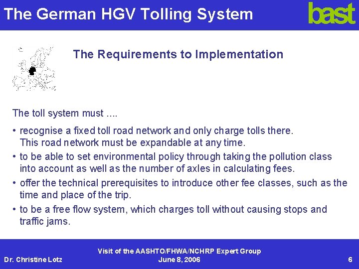 bast Heavy Goods Vehicle tolling on German Motorways