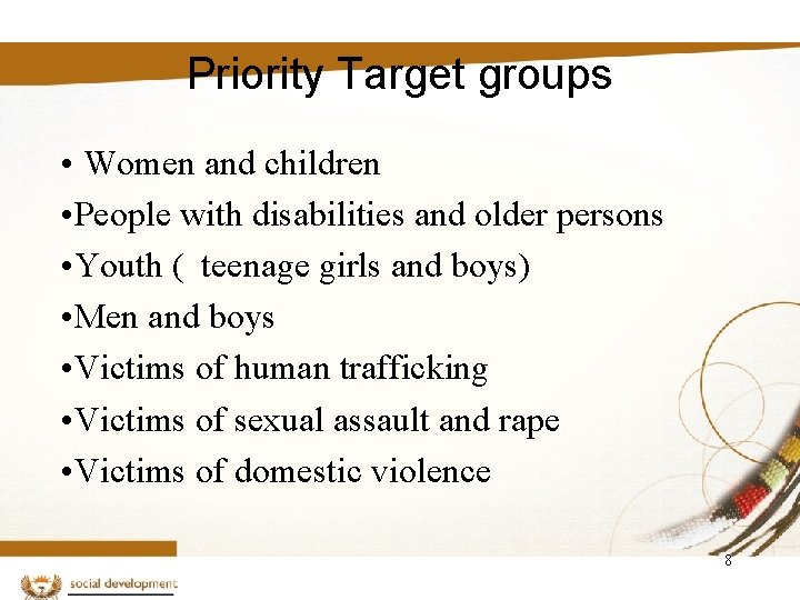 OVERVIEW OF THE VICTIM EMPOWERMENT PROGRAMME PRESENTED BY