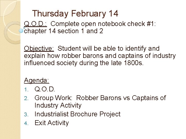 Monday February 4 Q O D Complete chapter