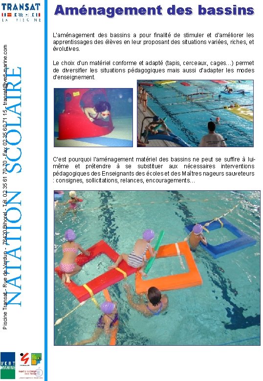 NATATION SCOLAIRE PREMIER DEGR Livret daccueil Une quipe