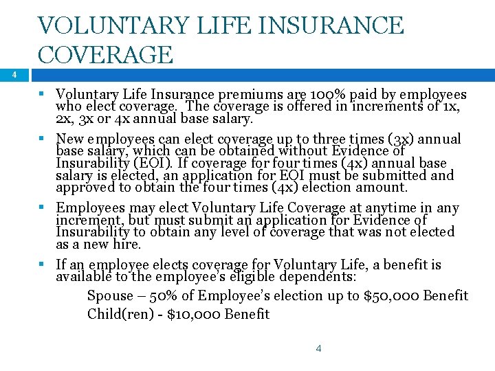 Basic and Voluntary Life Insurance Plans Briefing by