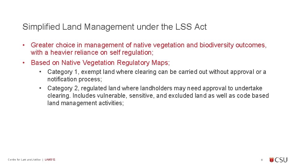 LAW 312 Biodiversity Conservation and Biosecurity in NSW