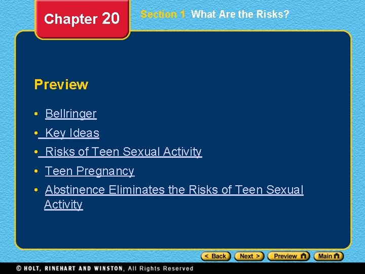Chapter 20 Section 1 What Are the Risks