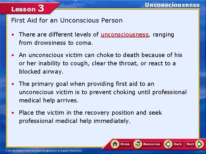 Lesson 3 Responding to Common Emergencies Knowing the