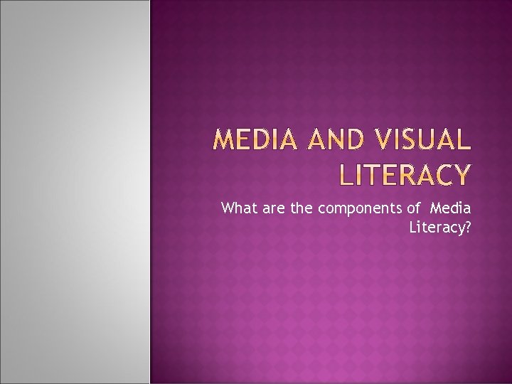 What are the components of Media Literacy Narrowest