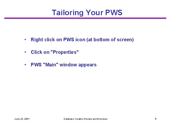 Building an Application Part I June 23 2001