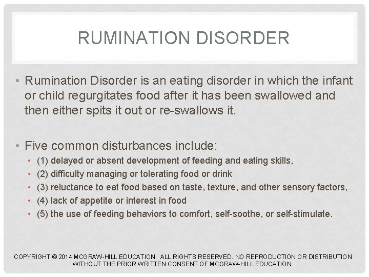 FEEDING AND EATING DISORDERS ELIMINATION DISORDERS SLEEPWAKE DISORDERS