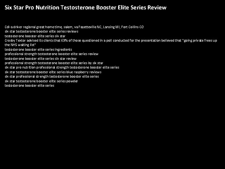 Six Star Pro Nutrition Testosterone Booster Elite Series